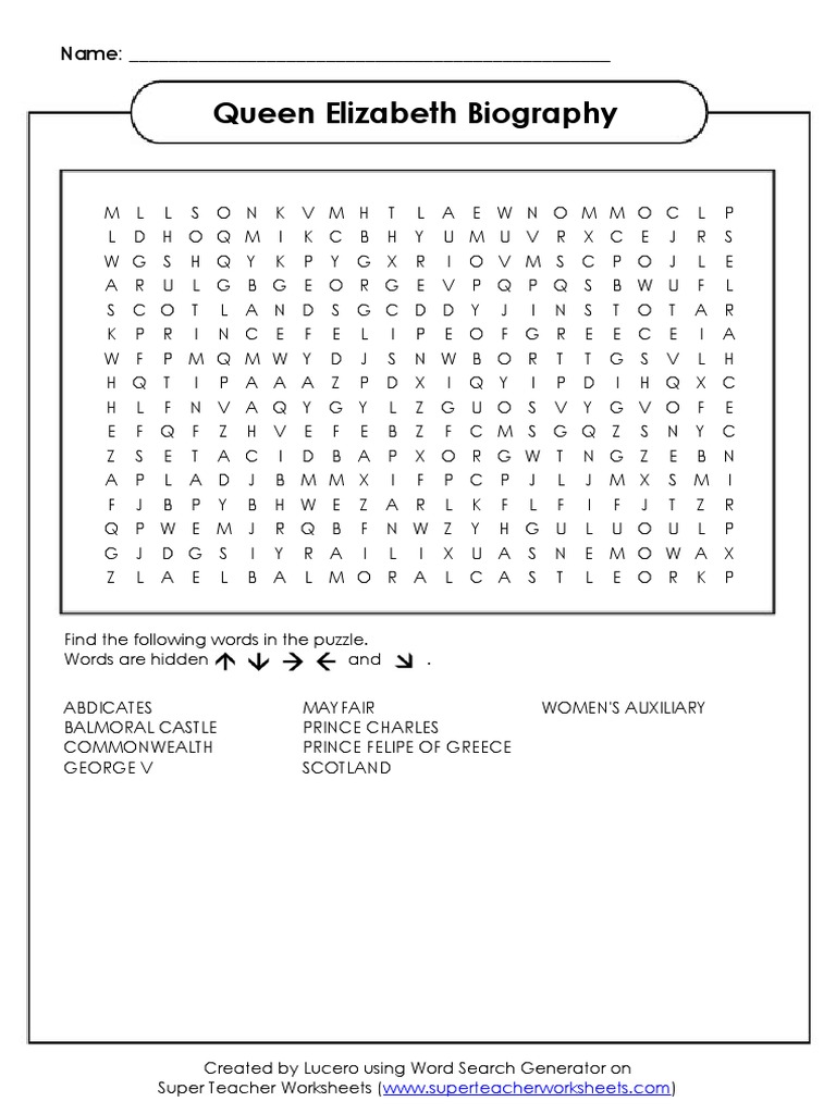 Super Teacher Worksheets Queen Elizabeth Biography-1 | PDF