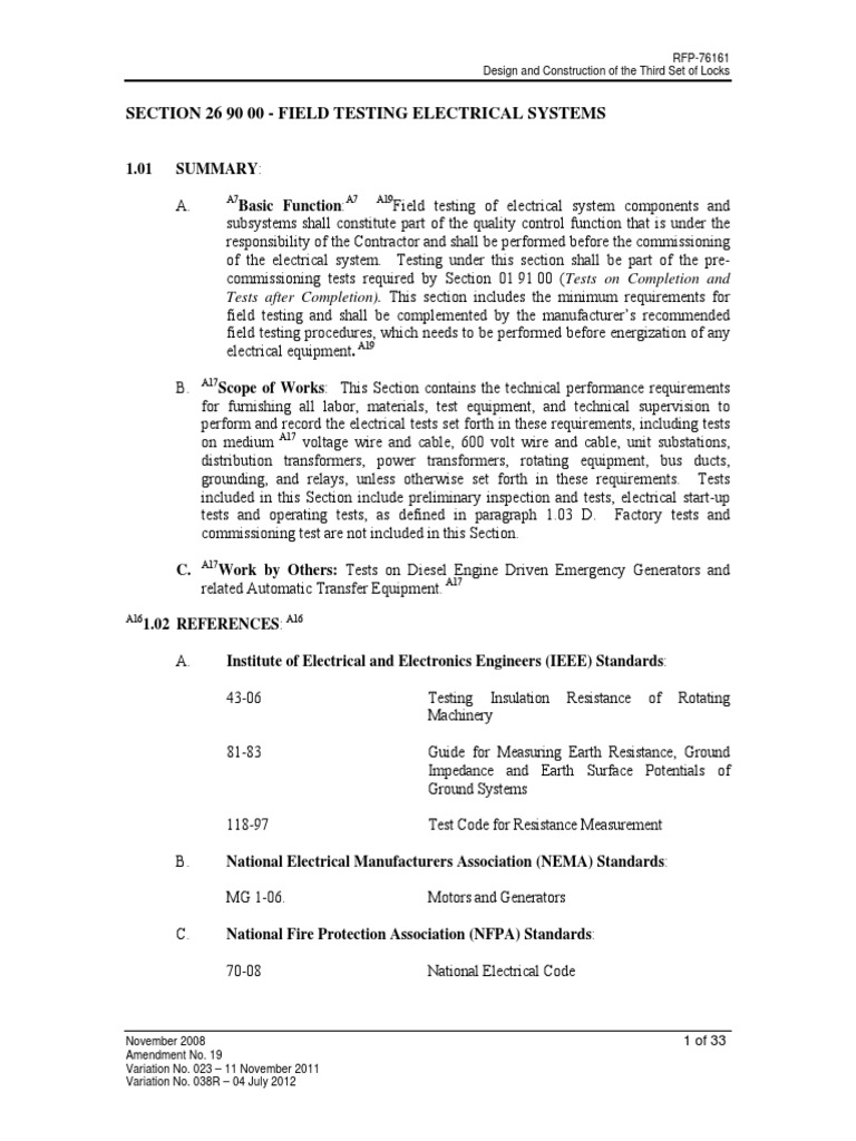 Electrical Systems Field Testing Requirements | PDF | Science ...