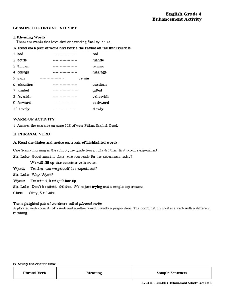 Module Grade 4 | PDF | English Language | Grammar
