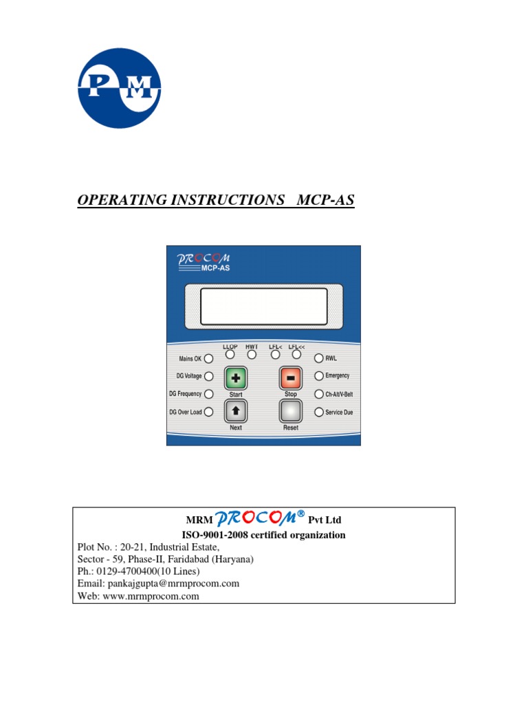 MCP As | PDF | Electric Generator | Timer