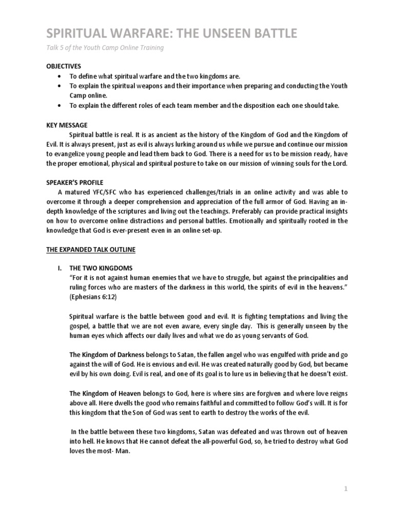 05 - Spiritual Warfare | Download Free PDF | Prayer | Satan