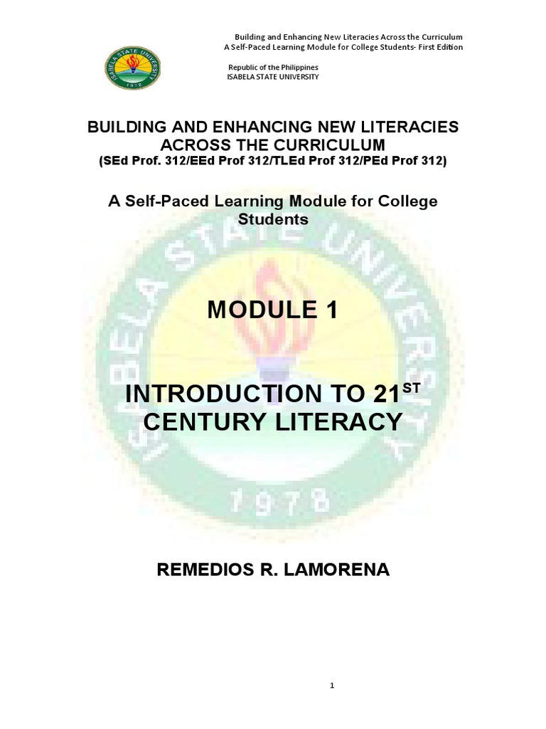 Module 1 Introduction To 21st Century Literacy | PDF | Literacy | Curriculum