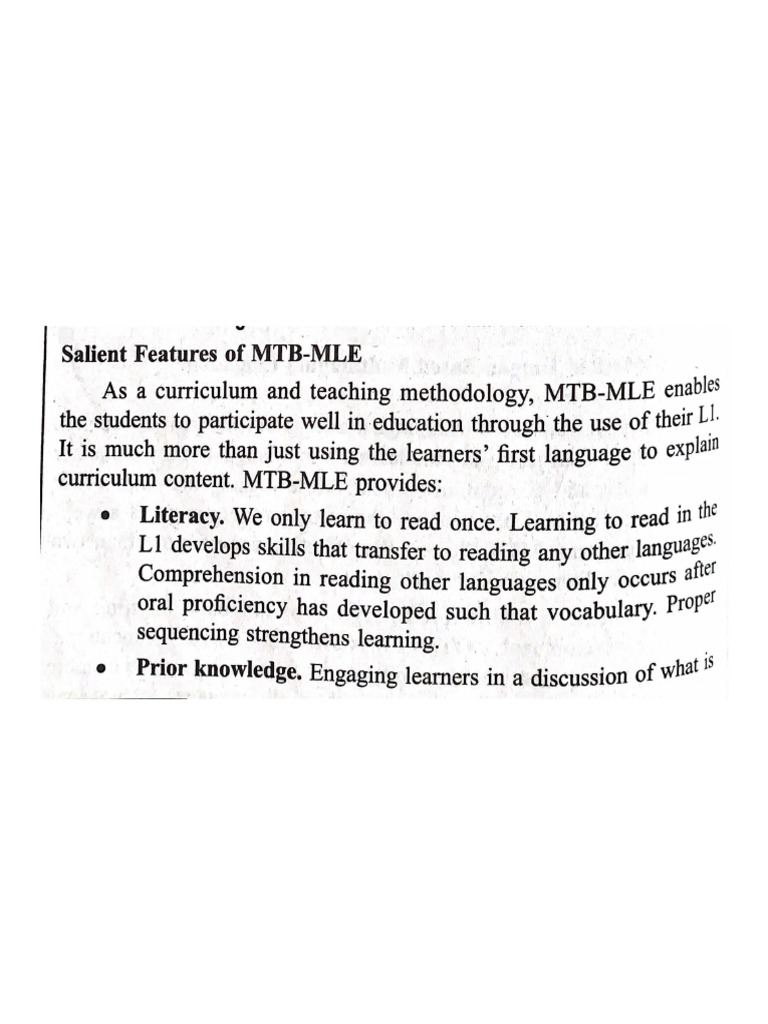 Salient Features of MTB MLE | PDF