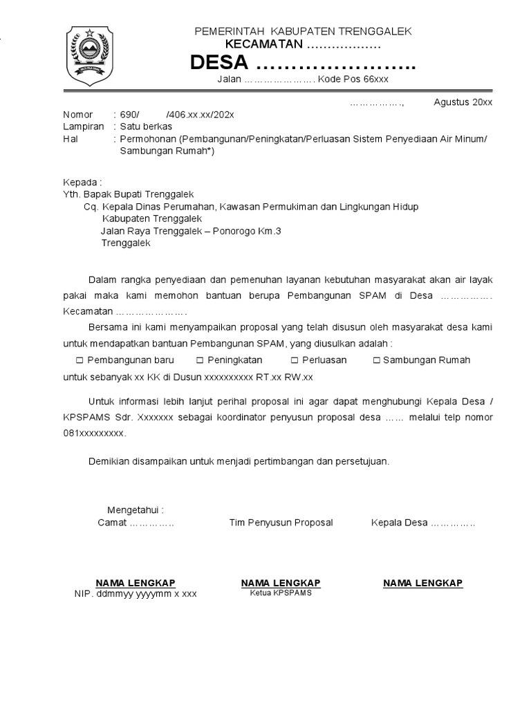 Draft Proposal Usulan Pembangunan SPAMS | PDF