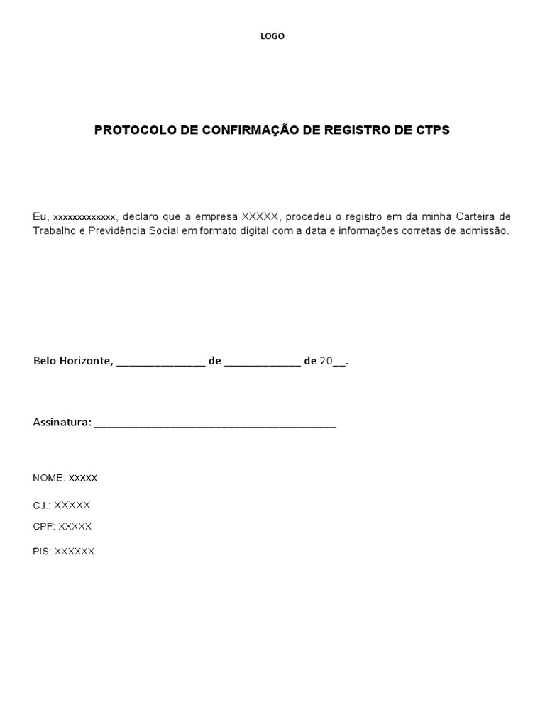 Modelo De Recibo De Entrega De Ctps Vroguemodelo De Termo De Identidade