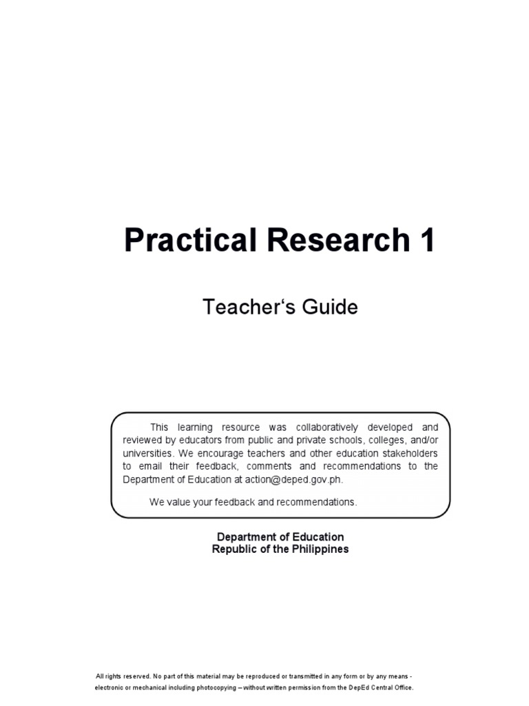 Teachers Guide Practical Research 1 | PDF | Inquiry Based Learning | Learning