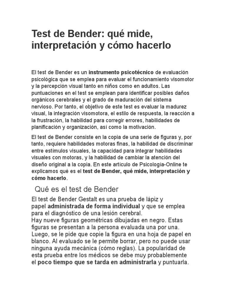 Test Bender | PDF | Percepción | Cerebro