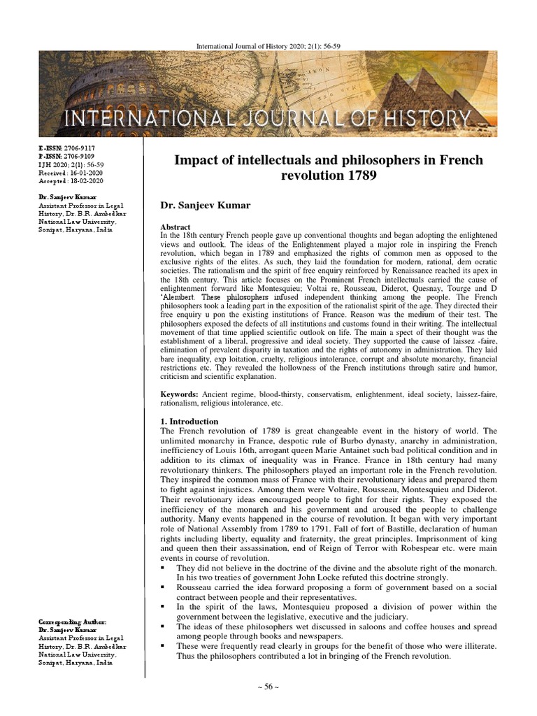 Impact of Intellectuals and Philosophers in French Revolution 1789 ...