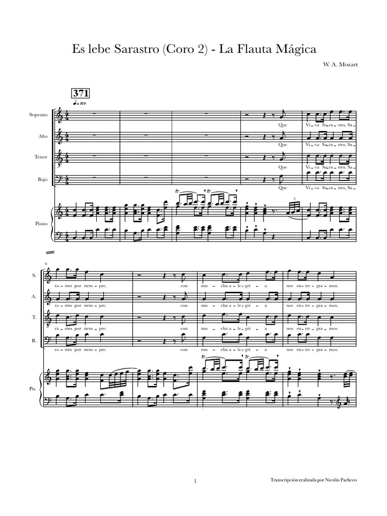 Coro 2, Es Lebe Sarastro | PDF | Elementos de la música | Música clásica