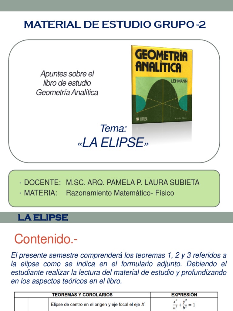 04 La Elipse | PDF | Elipse | Ecuaciones