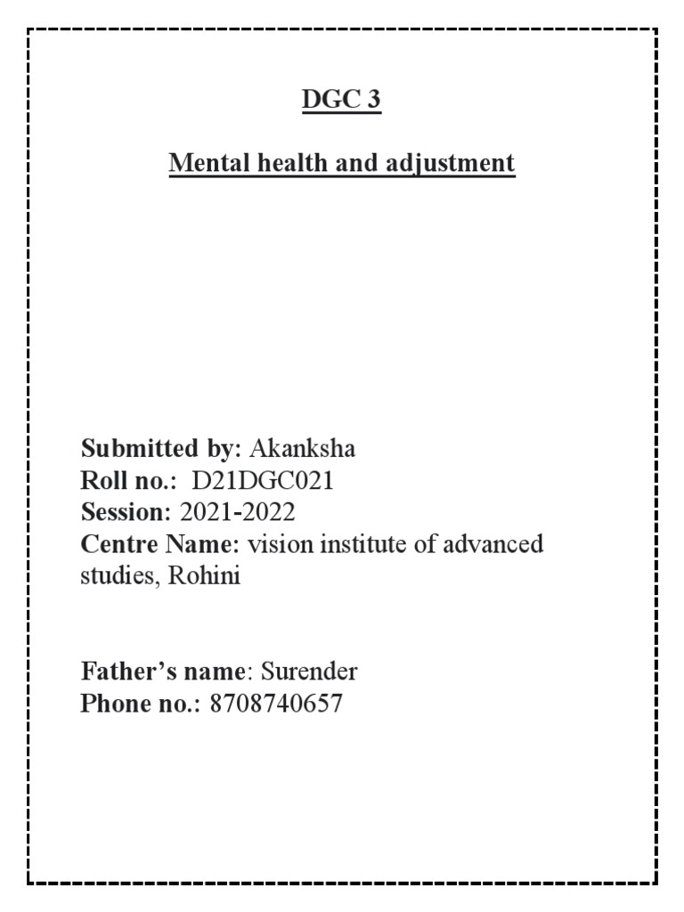 Akanksha D21DGC021 - DGC 3 Mental Health and Adjustment | PDF
