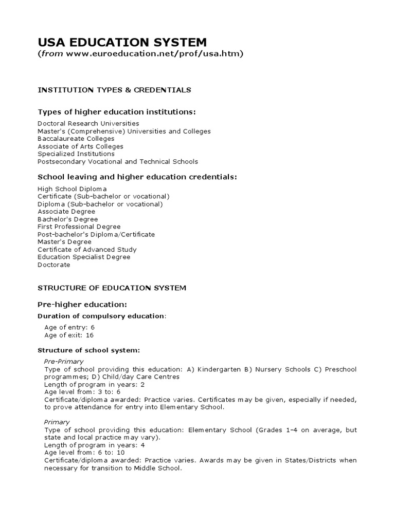 Reading - USA Education System | Download Free PDF | Educational Stages ...