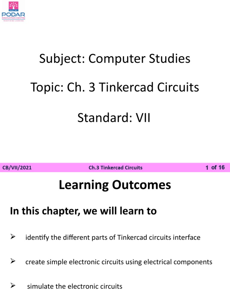 CB - VII - Computer Studies - CH 3 Tinkercad Circuits | PDF ...