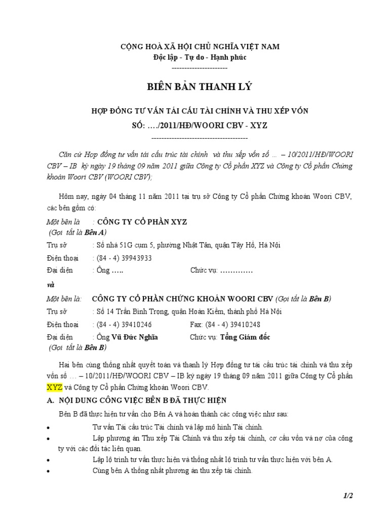 Bien Ban Thanh Ly | PDF