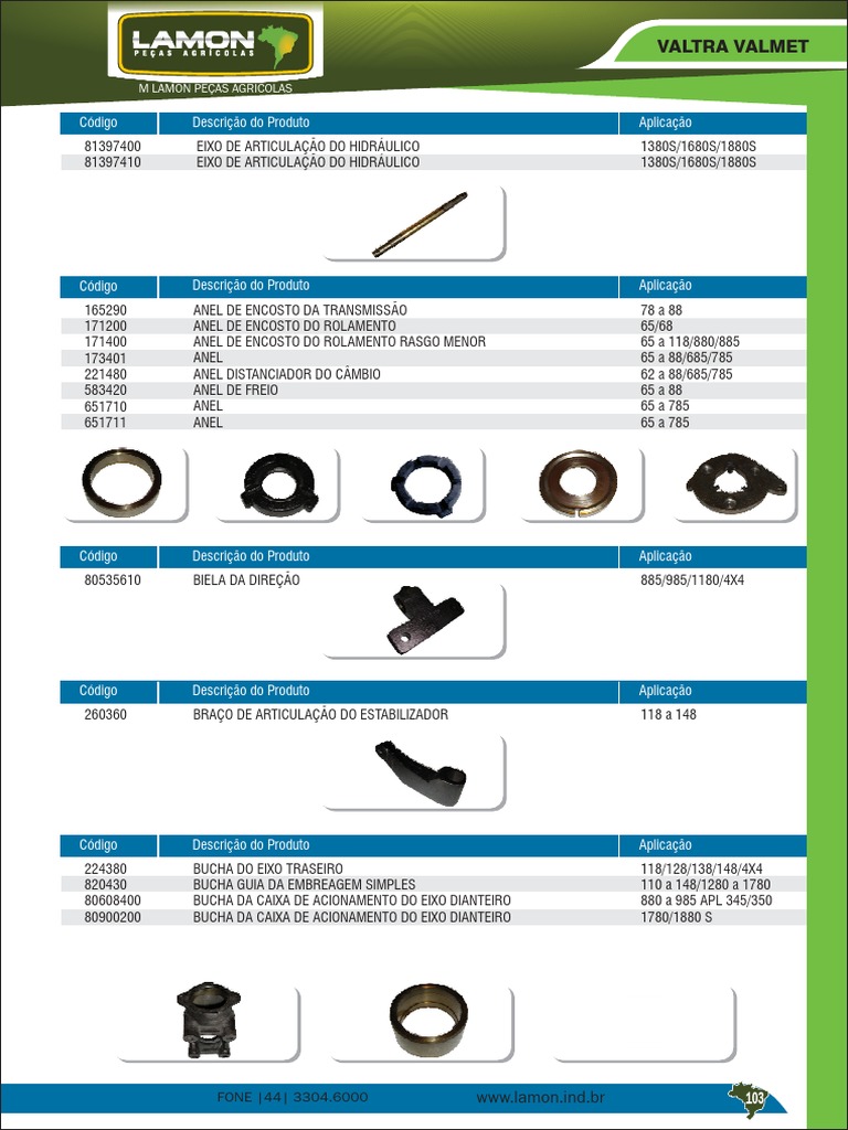 Catalogo Lamon TRATOR VALTRA.. | PDF | Tração nas quatro rodas | Mecânica