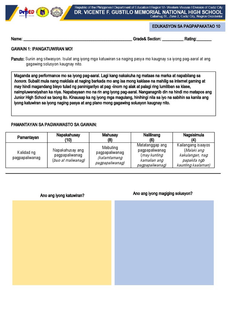 GAWAIN 1. Esp 10 | PDF