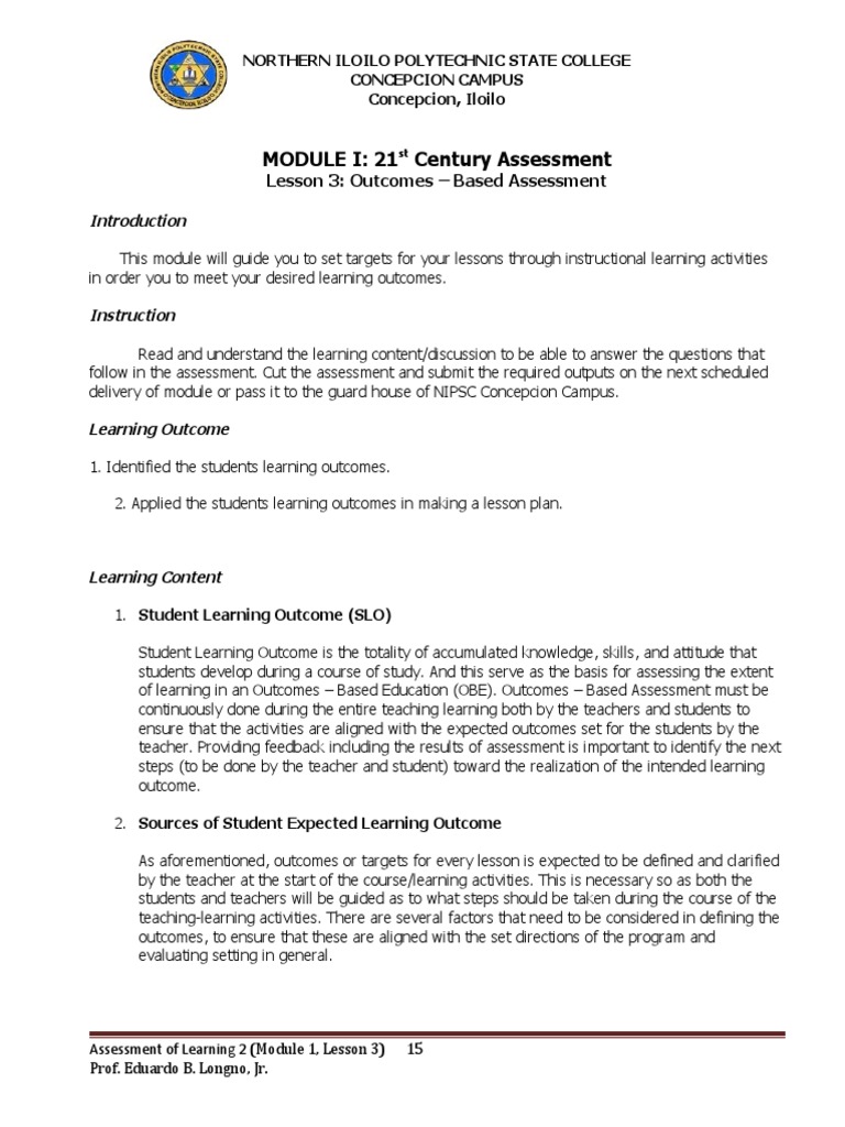Assessment M1L3 | PDF | Educational Assessment | Learning