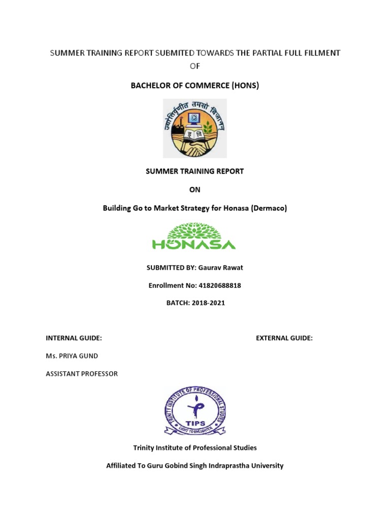 Summer Training Report B.com Hons GGSIPU | PDF | Survey Methodology | Sampling (Statistics)