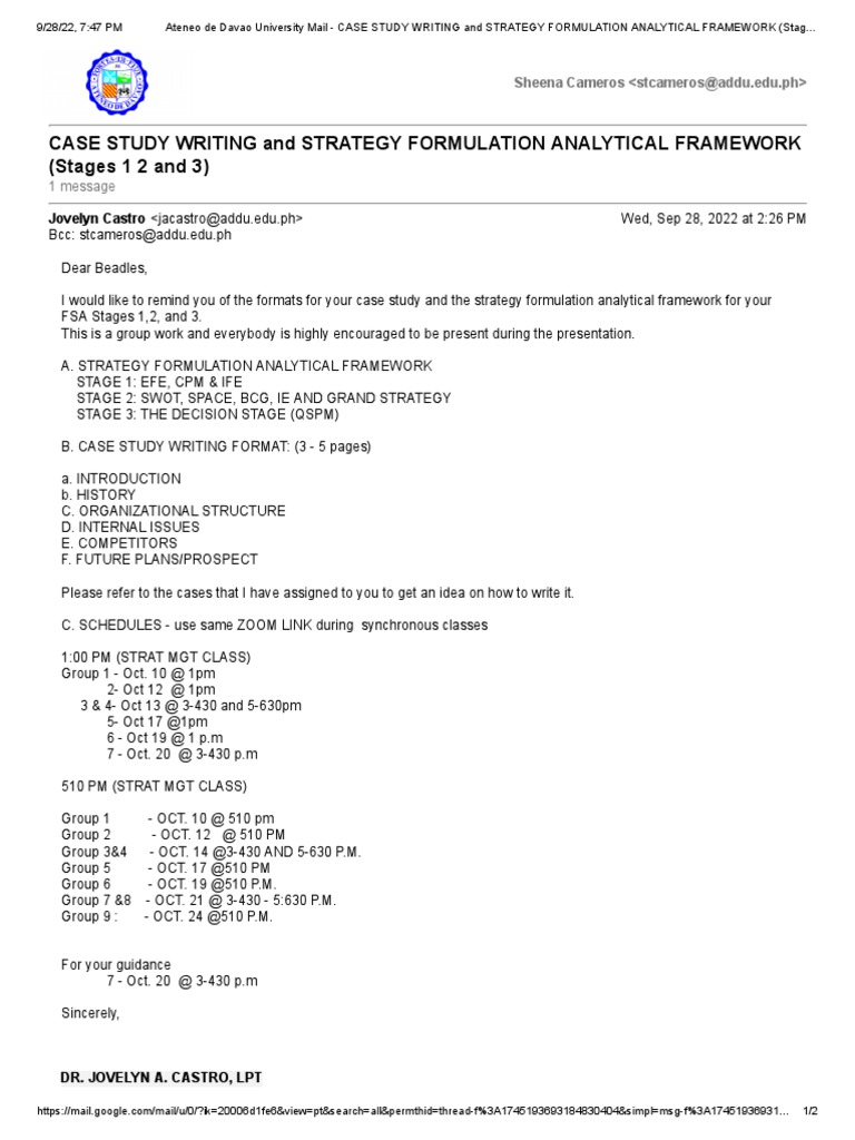 Strategic Management Case Study Guide | PDF | Business | Leadership