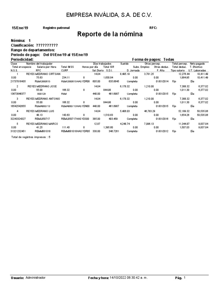 Reporte Nomina | PDF | Empleo | Relaciones laborales