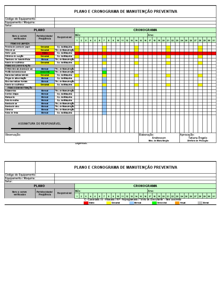 Plano e Cronograma de Manutencao Preventiva | PDF