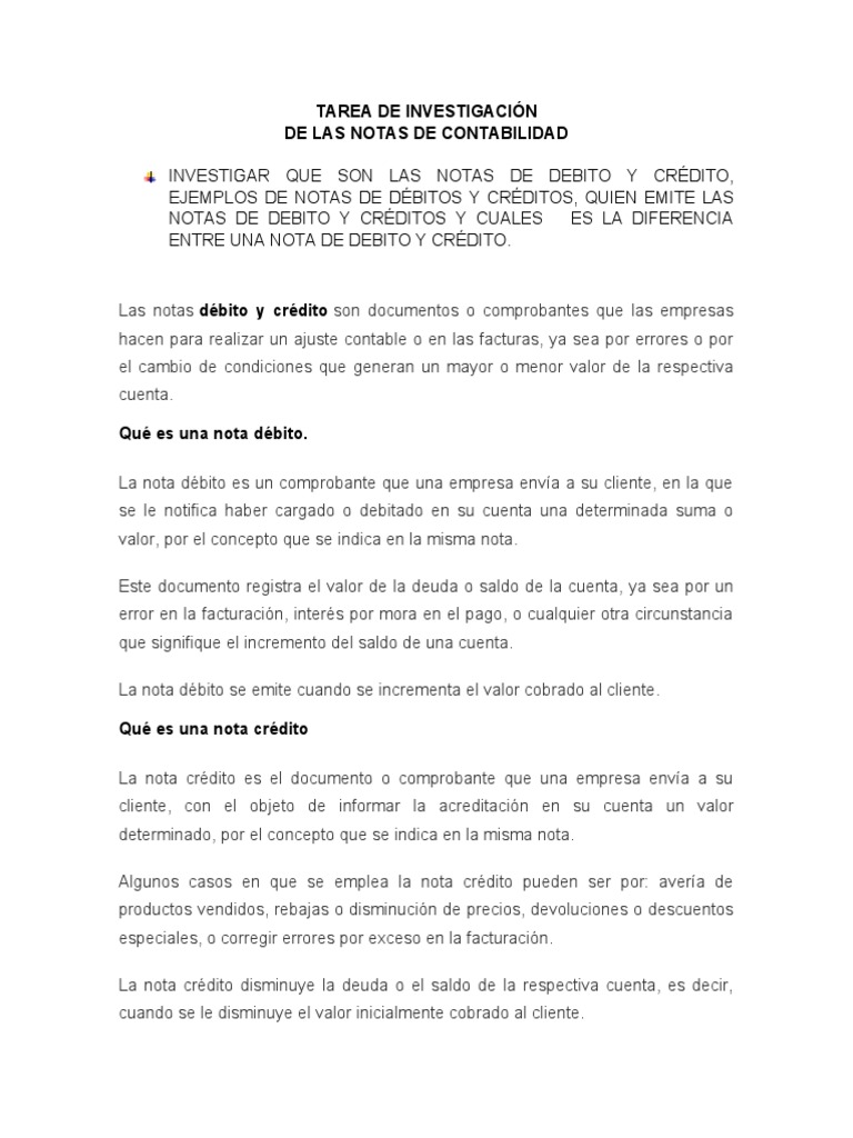 Notas de Creditos y Debitos | PDF | Contabilidad | Tarjeta de débito