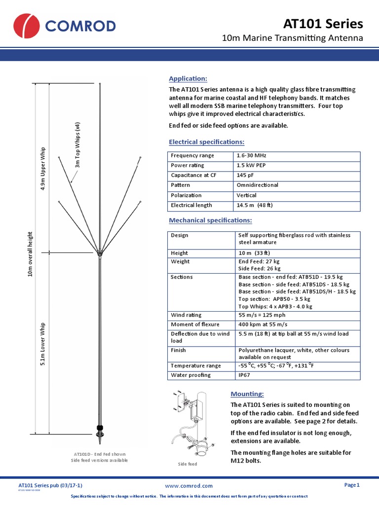 Comrod AT101 Series | PDF | Antenna (Radio) | Radio Technology