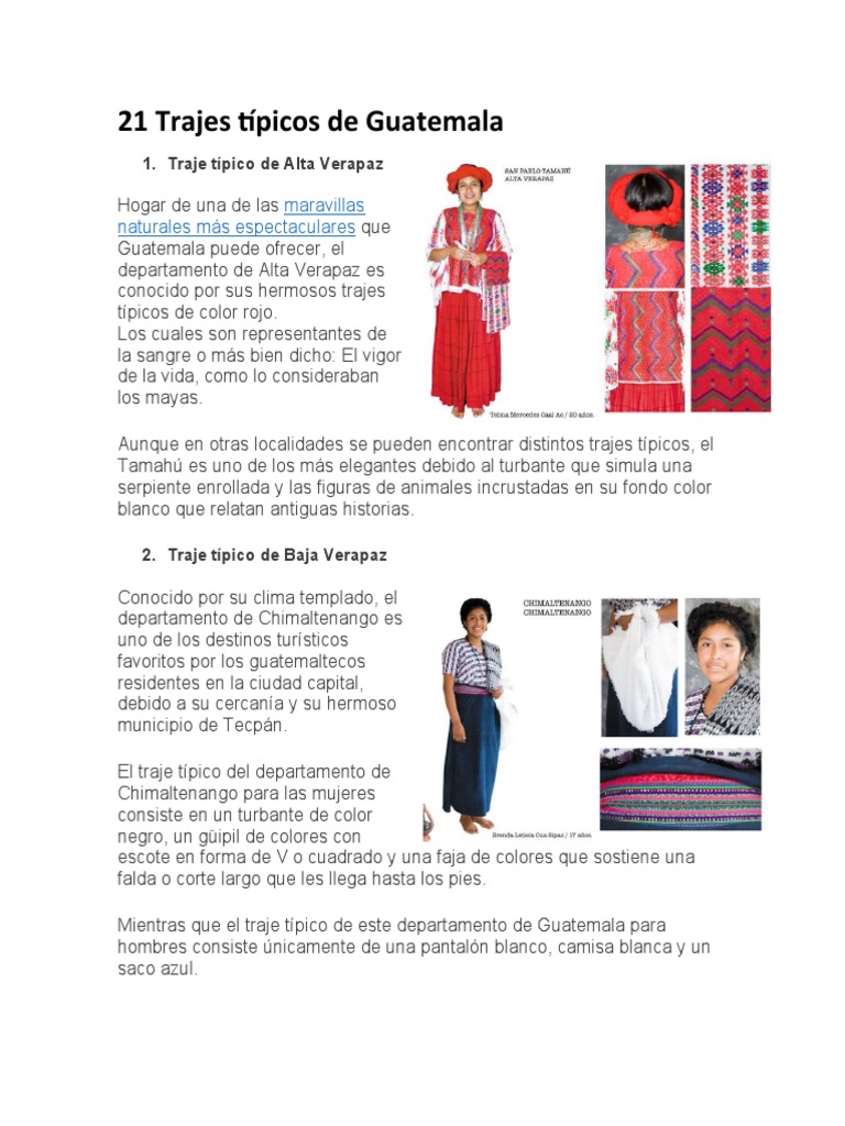 Trajes Típicos de Guatemala: Variedad Cultural | PDF | Guatemala | Color