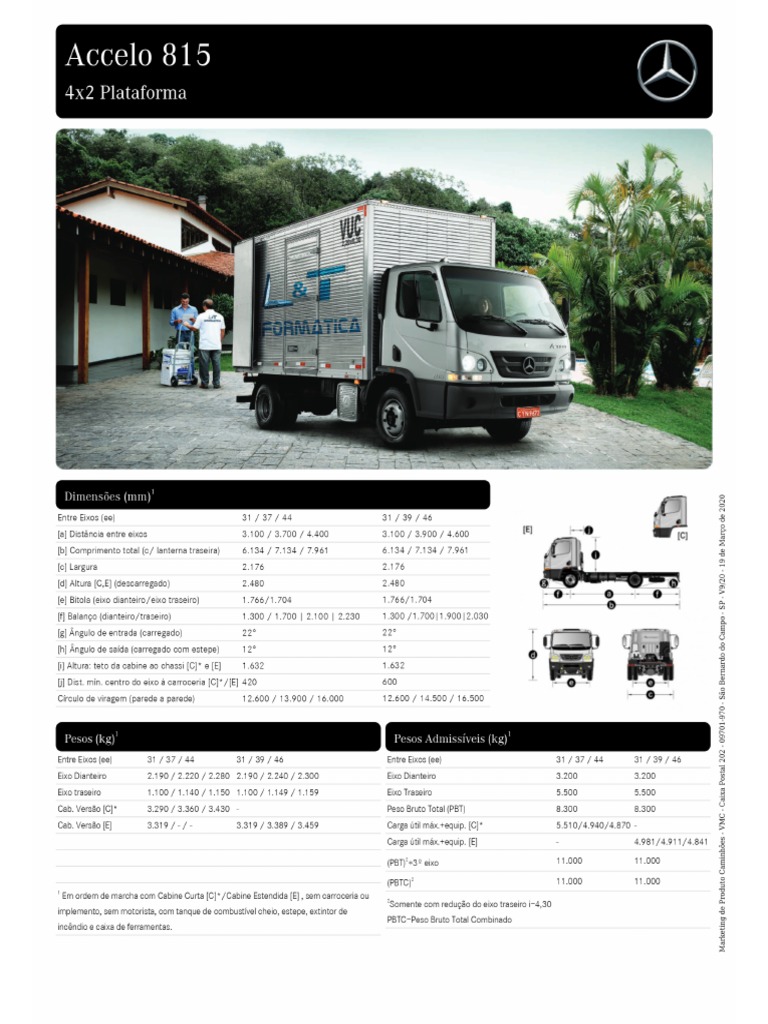 Ficha Tecnica - Accelo-815-4x2-Plataforma | PDF
