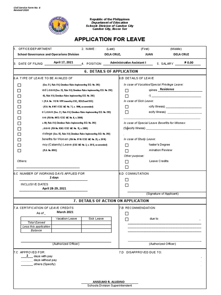 Leave Application Form Guidelines | PDF | Parental Leave | Sick Leave