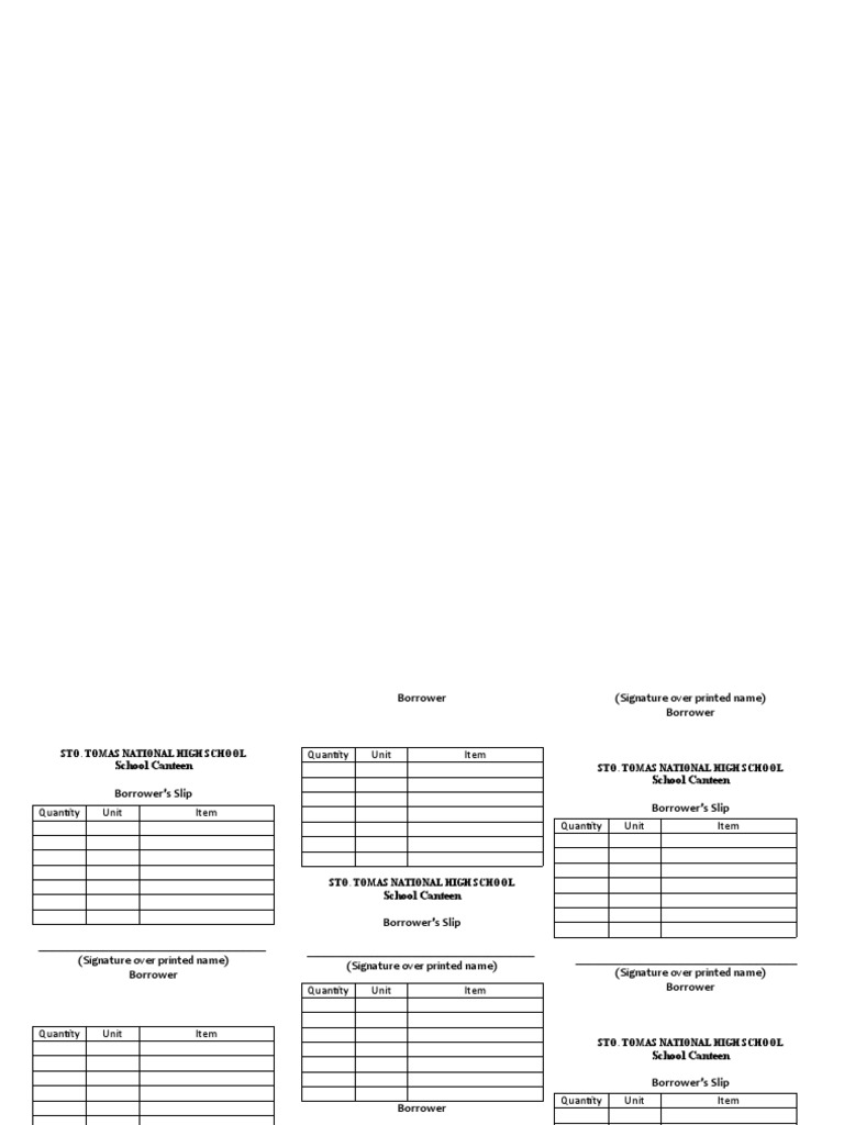 Borrowers Slip | PDF