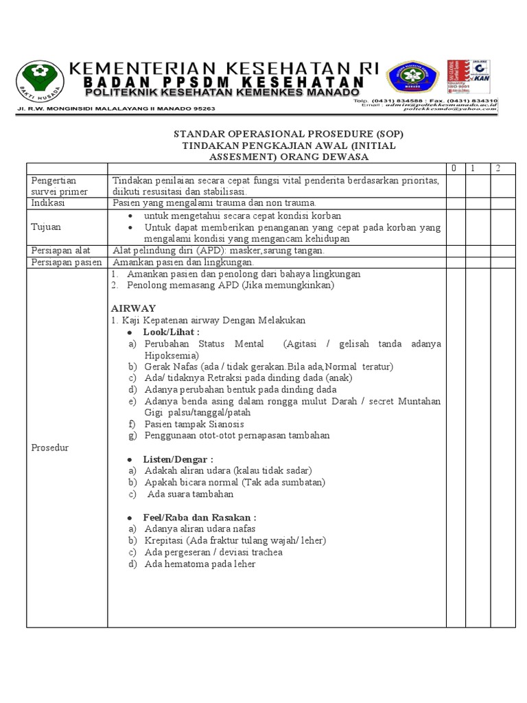 Sop Initial Assessment 2 | PDF