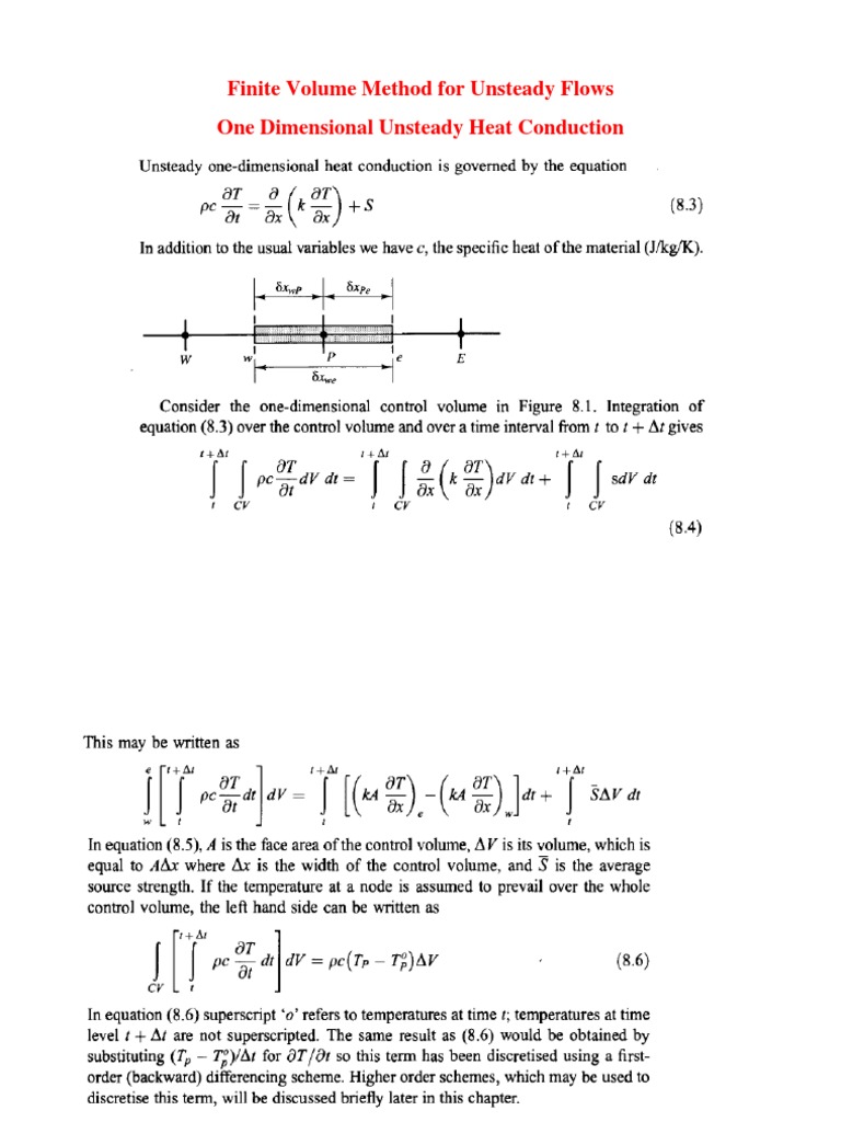 Finite Volume Method For Unsteady Flows Pdf Science And Mathematics