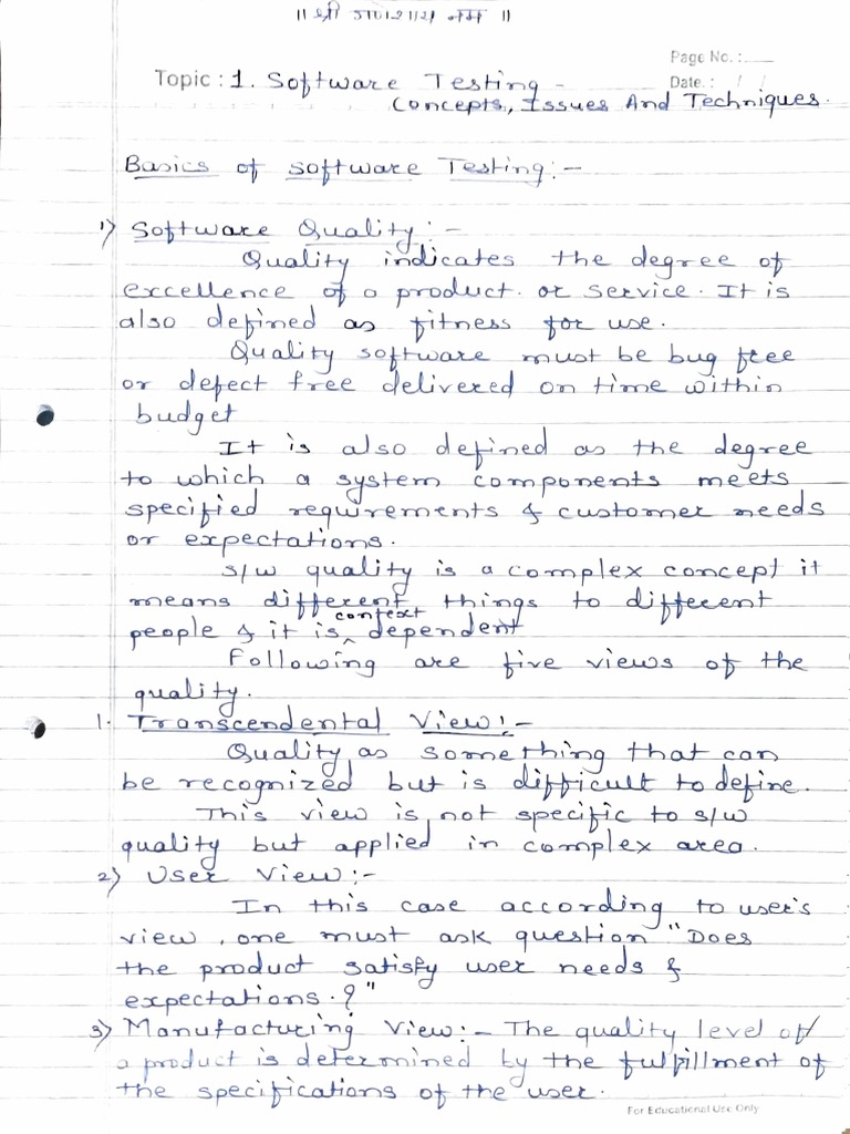 Software Testing Notes | PDF