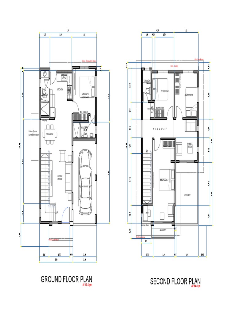 Floor Plan - Two Storey Residence | PDF | Bedroom | Houses