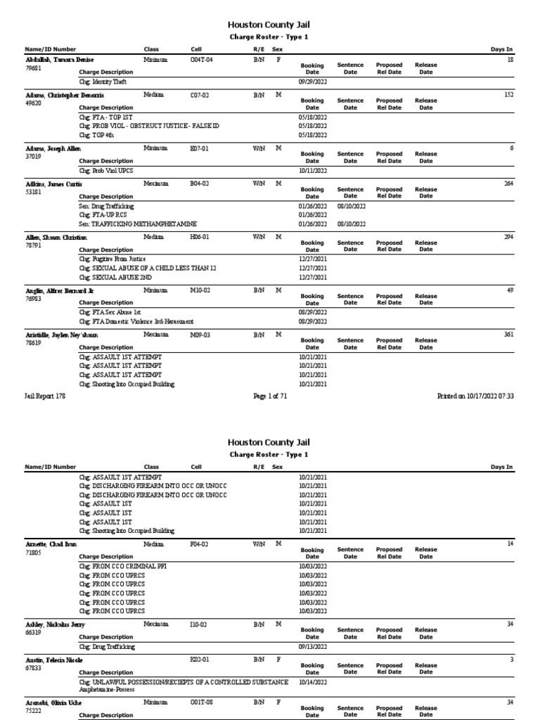 Inmate Roster Report 10-17-2022 (111323) | PDF | Burglary | Theft