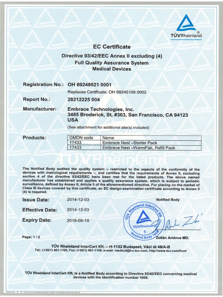 Embrace Nest CE Certificate | PDF
