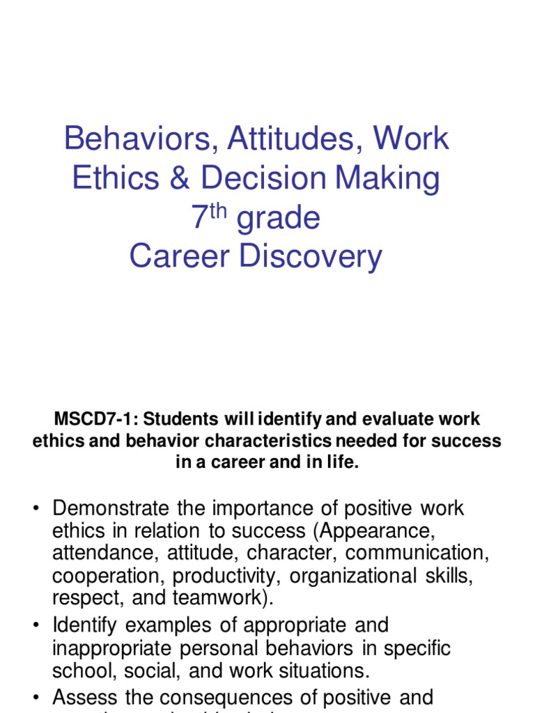 Work Ethics and Attitudes for Success | PDF | Attitude (Psychology ...