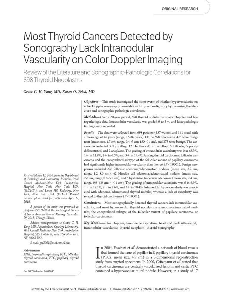 Thyroid Cancers and Intranodular Vascularity | PDF | Science & Mathematics