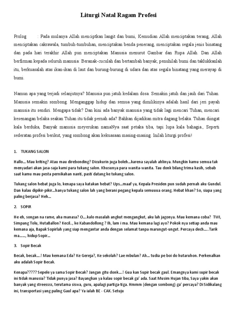 Liturgi Natal Ragam Profesi | PDF