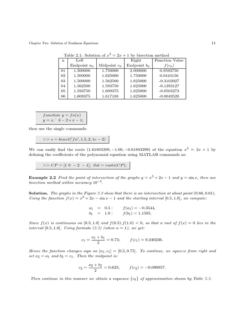 Bisection Method Pdf Zero Of A Function Equations