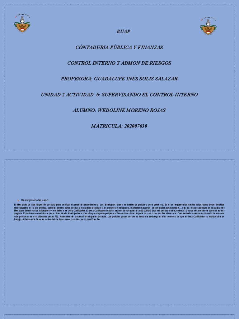 M13 U2 A6 WEMR Supervision Control Interno | PDF | Multa (pena) | Policía