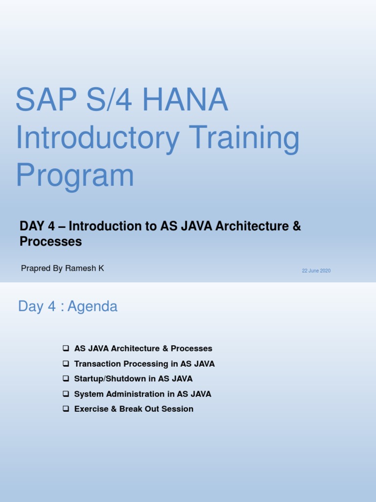 Sap S4 Hana Java Architecture Sys Admin Day 4 Pdf Java Programming Language World