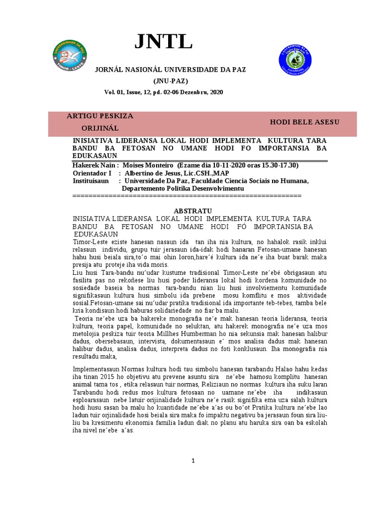 Publika Jural Moises Monteiru 2021 | PDF | Ilmu Sosial