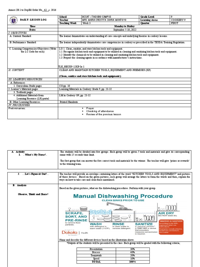 Cookery DLL (Week 3) | PDF | Learning | Education Theory