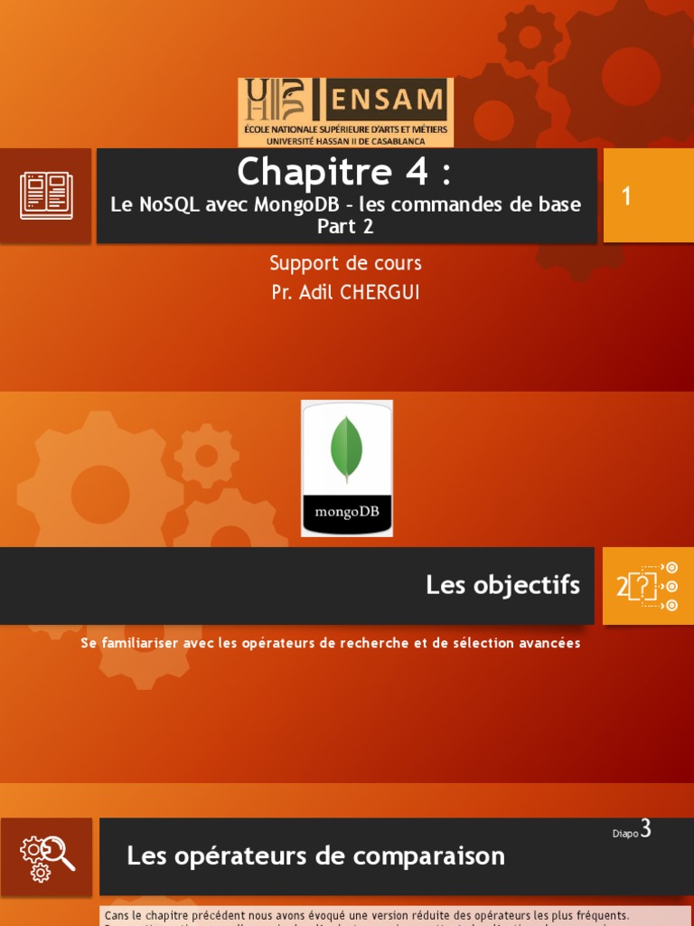 Chapitre 4 - Le NoSQL Avec MongoDB - Les Commandes de Base (Part2) | PDF | Expression régulière ...