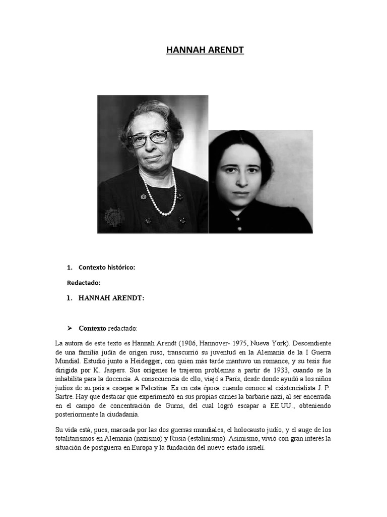 Apuntes Arendt | PDF | Hannah Arendt | Filosofía