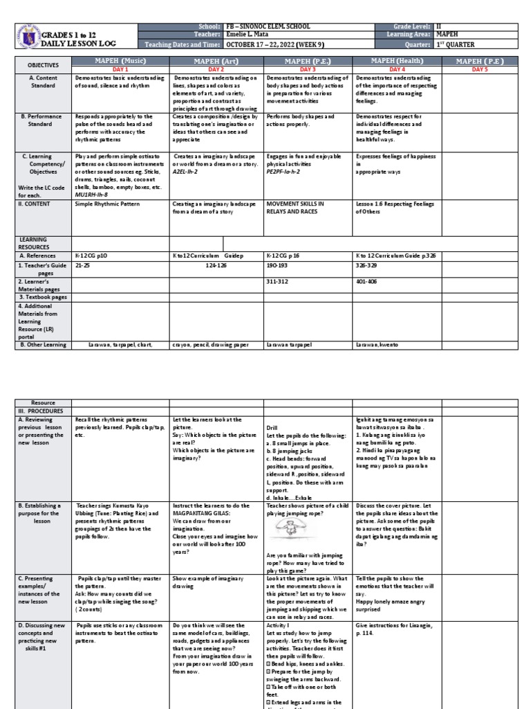 DLL - ALL SUBJECTS 2 - Q1 - W8 - D1 N - 5 | PDF | Differentiated Instruction | Learning