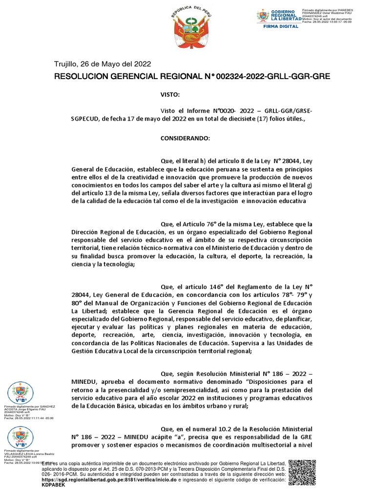 RGR N°2324-2022 | PDF | Plan de estudios | Educación primaria