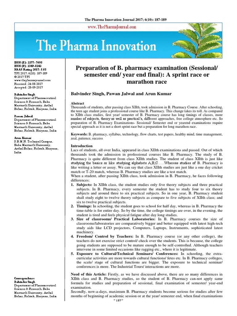 Pharma Study Plan | PDF | Test (Assessment) | Mind